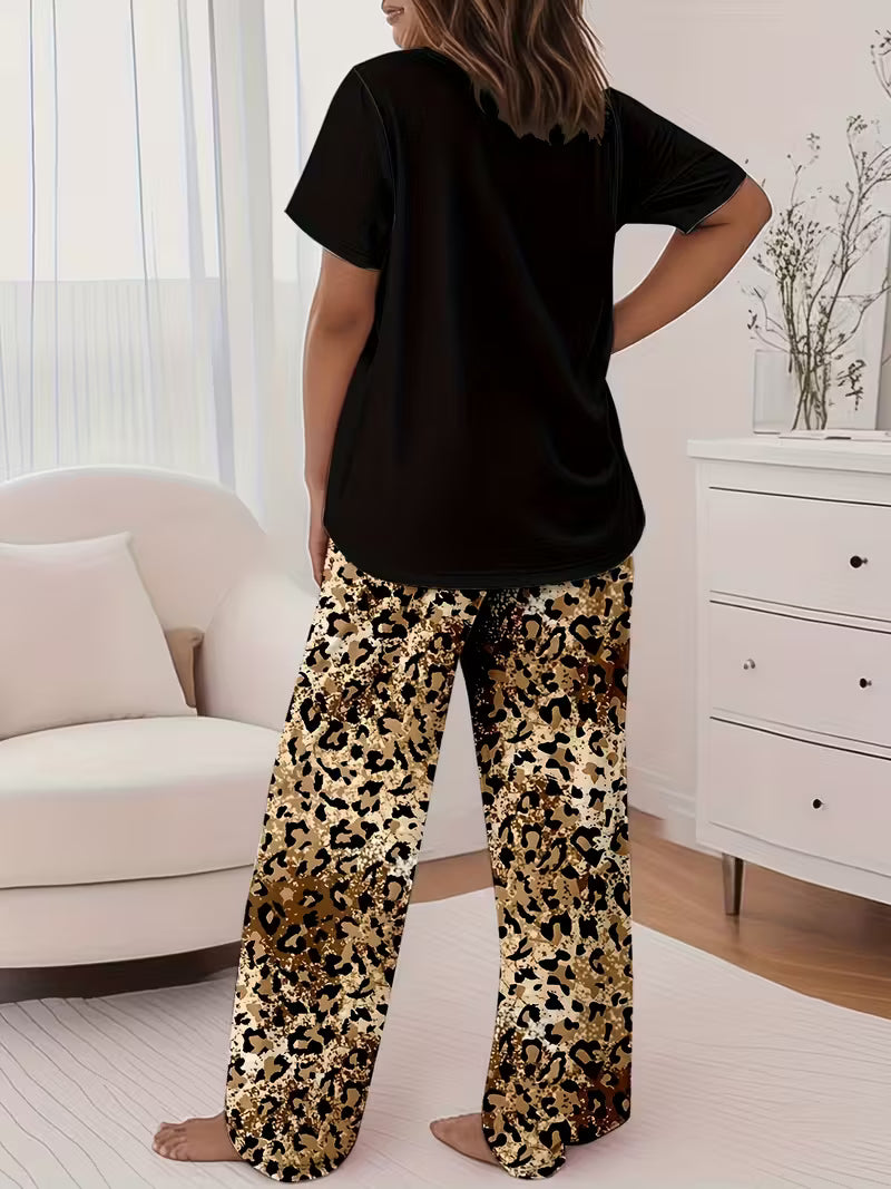 Plus Size Leopard Print Women's Pajama Set – talia's classy boutique